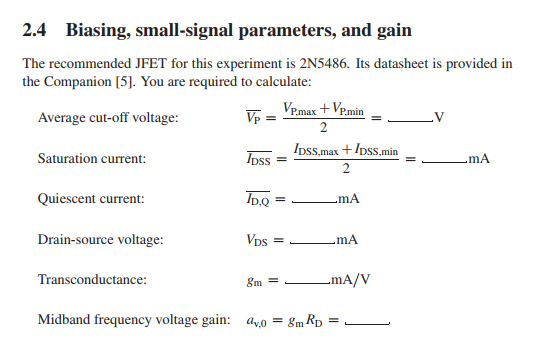 Solved JFET = 2N5486 LT R SD Cs= 100nF Co=1nF RG Figure 2.1: | Chegg.com