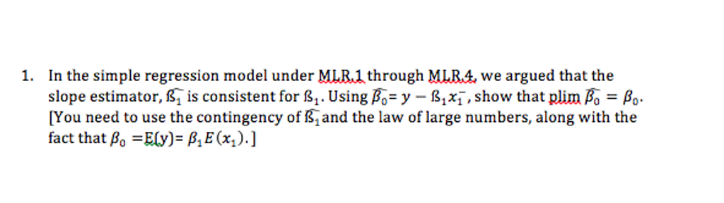 In the simple regression model under MLR, 1 through | Chegg.com