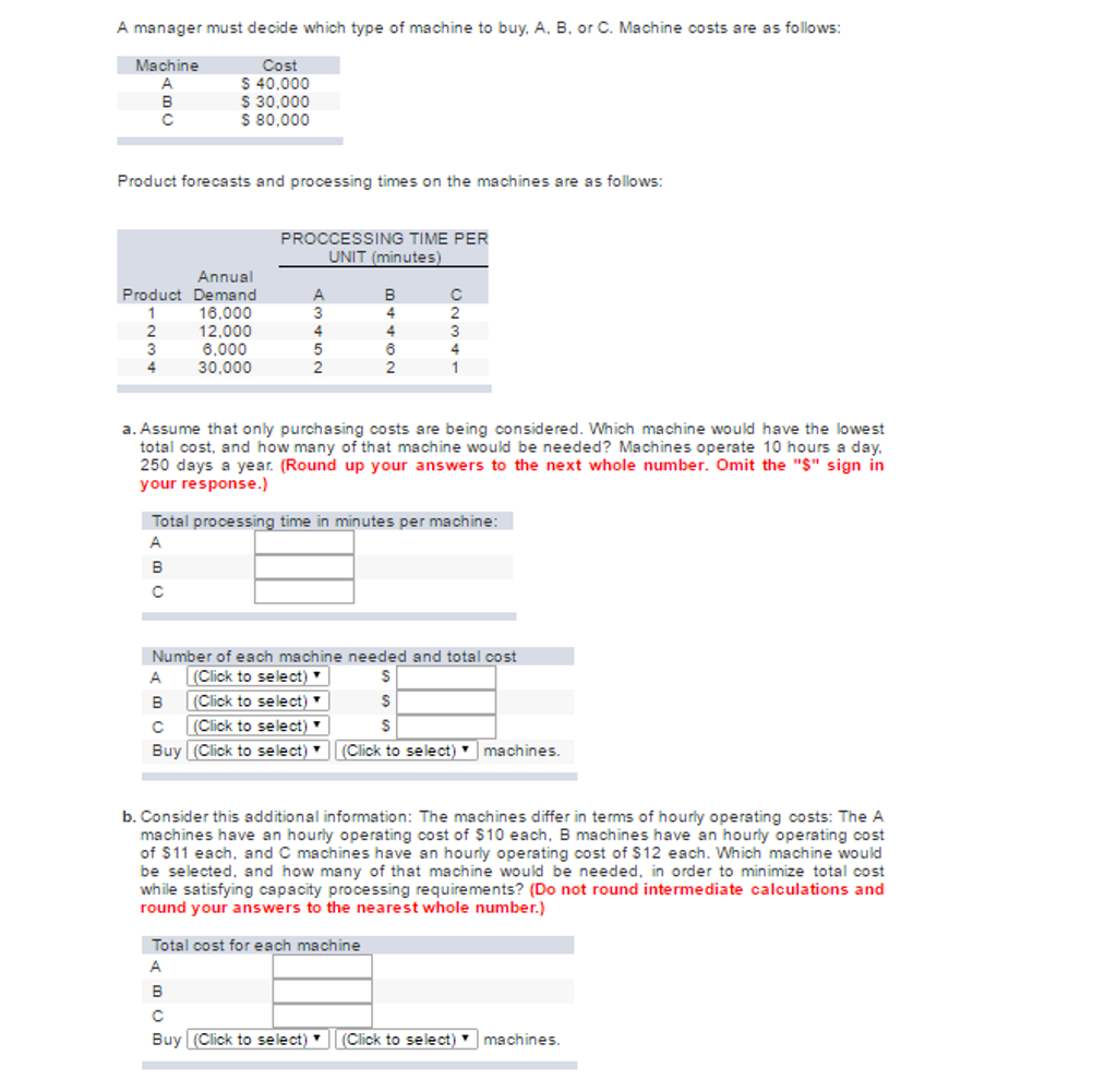 Solved A manager must decide which type of machine to buy. | Chegg.com