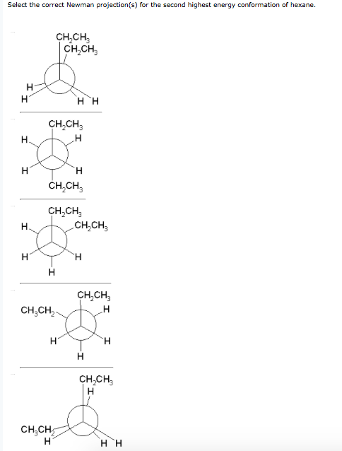 Solved Select the correct Newman projection(s) for the | Chegg.com