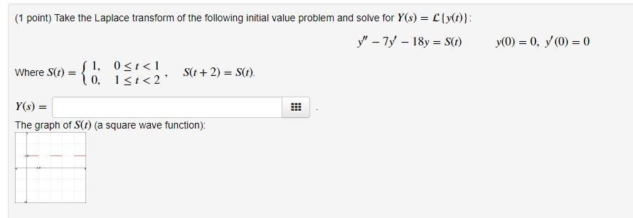 Solved (1 point) Take the Laplace transform of the following | Chegg.com