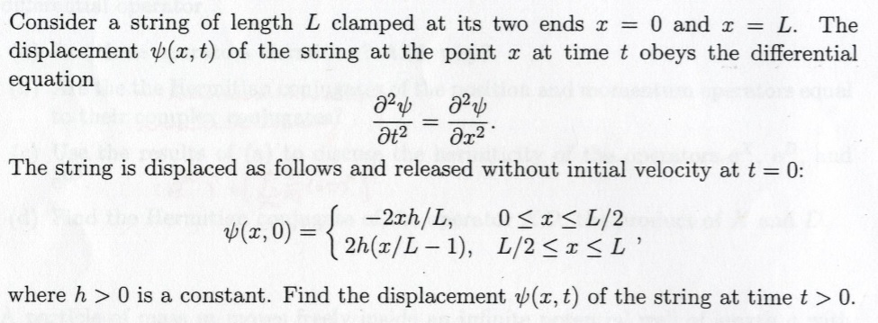 Solved Consider a string of length L clamped at its two ends | Chegg.com Solved Consider a string of length L clamped at its two ends | Chegg.com