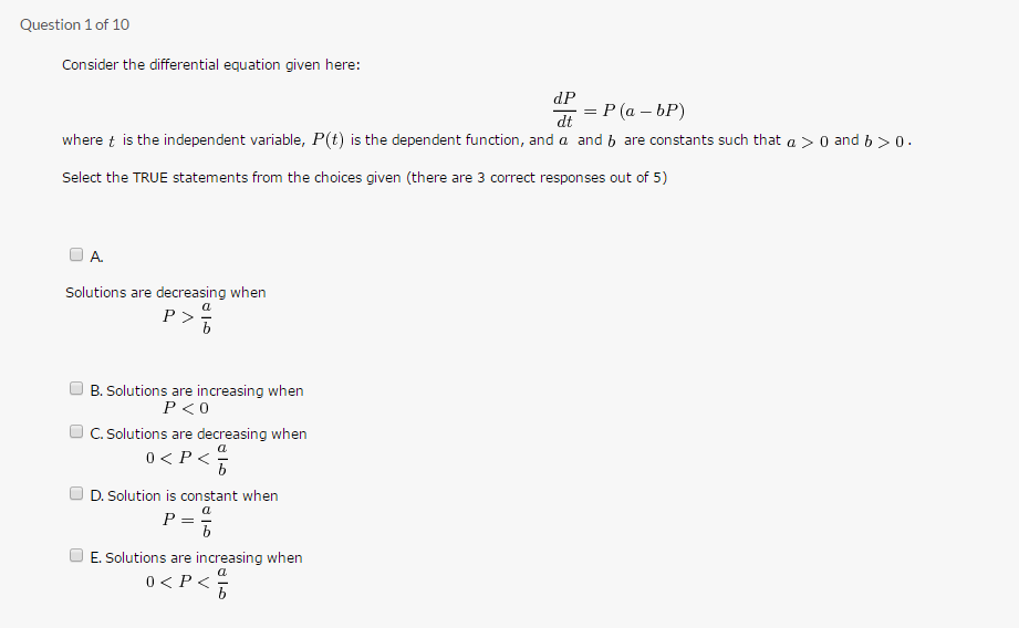 Solved Consider The Differential Equation Given Here Dp Dt