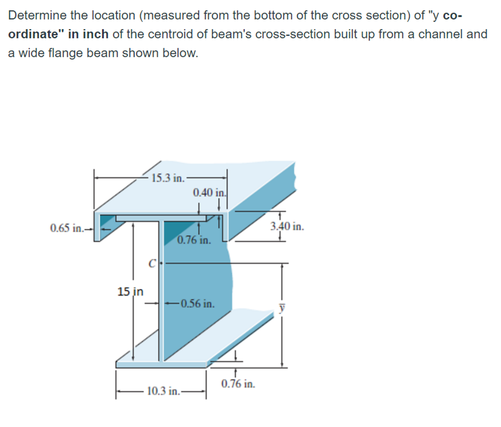 Solved Determine the location (measured from the bottom of | Chegg.com