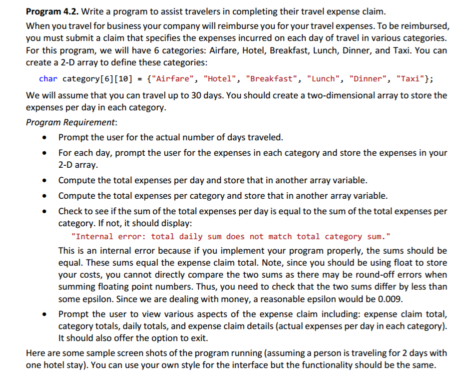 Solved Program 4.2. Write a program to assist travelers in | Chegg.com