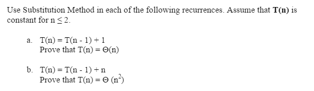 Solved Use Substitution Method in each of the following | Chegg.com