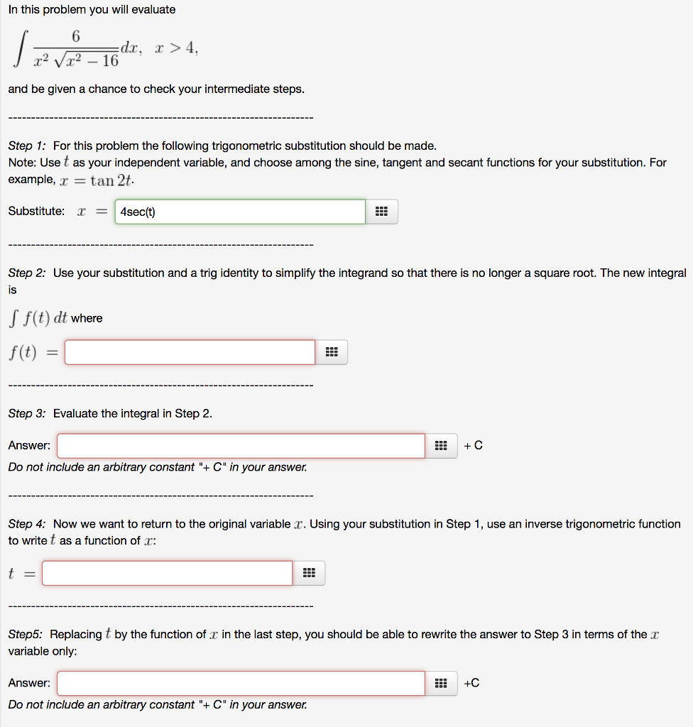 Solved In this problem you will evaluate and be given a | Chegg.com