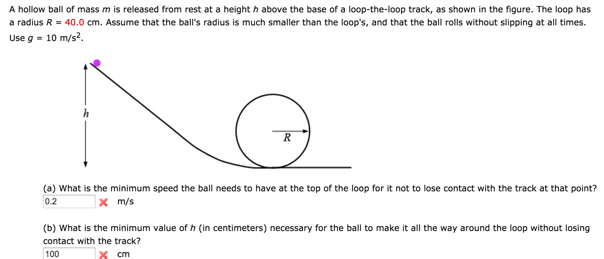 Solved A hollow ball of mass m is released from rest at a | Chegg.com