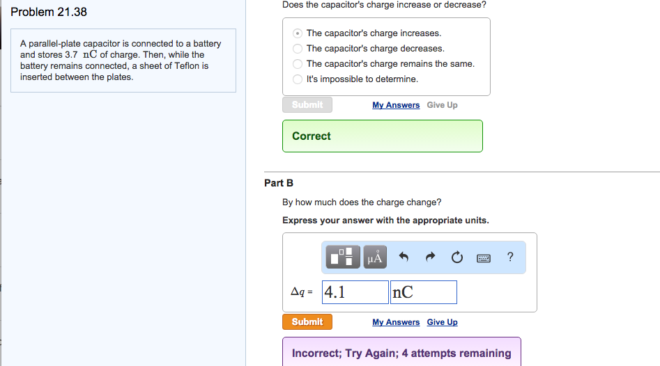 Solved Does the capacitor's charge increase or decrease? | Chegg.com