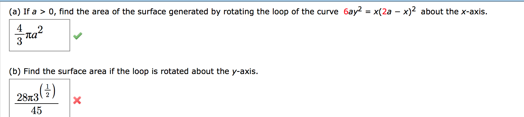 Solved (b) Find the surface area if the loop is rotated | Chegg.com