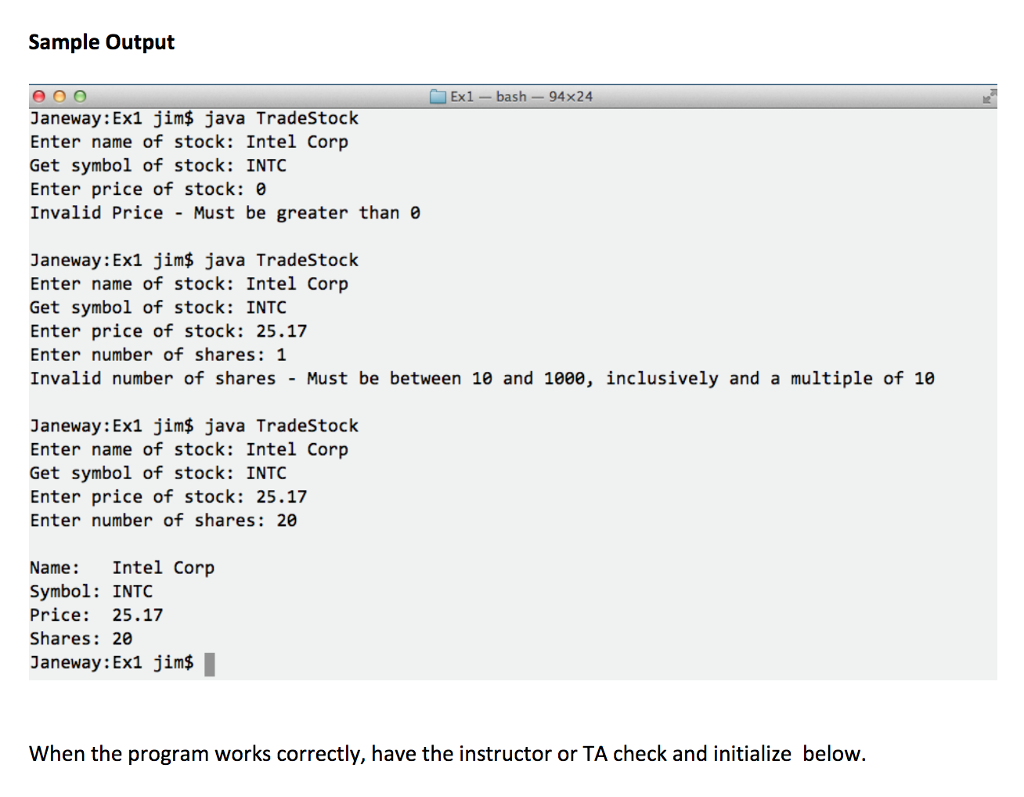 Solved Exercise 1 - Validating Stock Information (4 points) | Chegg.com