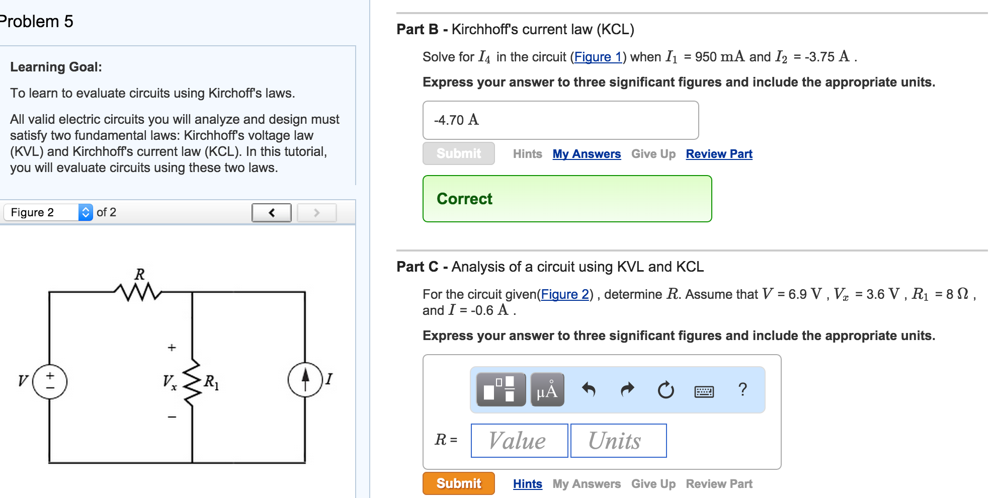 Solved Problem 2 Part A The voltage and current at the | Chegg.com