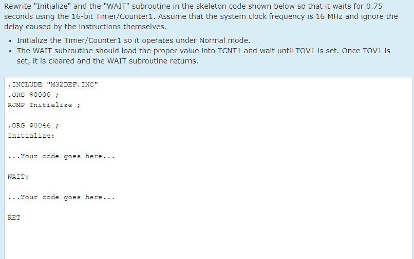 Rewrite "Initialize" and the "WAIT" subroutine in the | Chegg.com