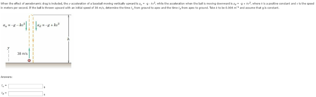 Solved When the effect of aerodynamic drag is included, the | Chegg.com