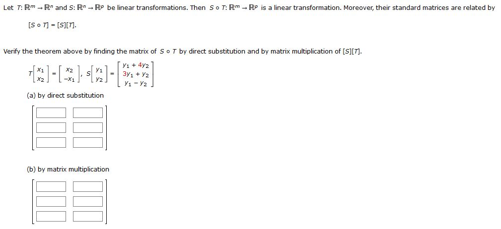Solved Let T: Rm ? Rn and S:? Rp be linear transformations. | Chegg.com