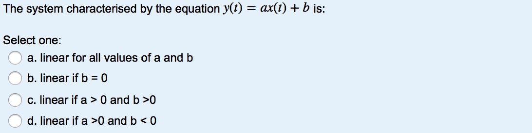 Solved The system characterized by the equation y(t) = ax(t) | Chegg.com