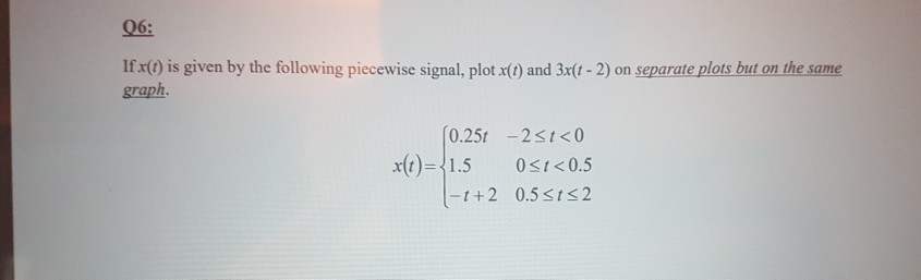Solved 06: If x) is given by the following piecewise signal, | Chegg.com