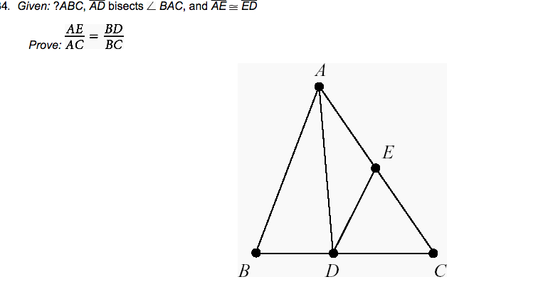 Solved Given: ?ABC, bar AD bisects angle BAC, and bar AE bar | Chegg.com