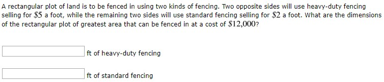 Solved A rectangular plot of land is to be fenced in using | Chegg.com