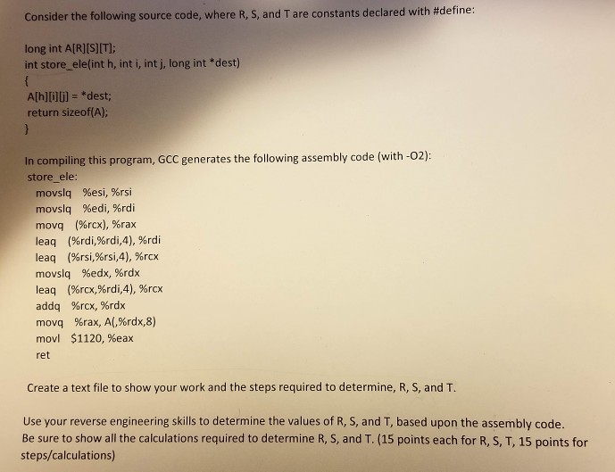 Solved Consider The Following Source Code Where R S And T