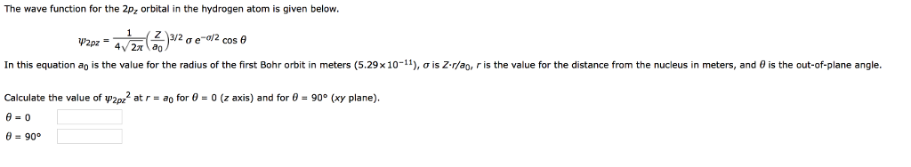 Solved The wave function for the 2p_z orbital in the | Chegg.com