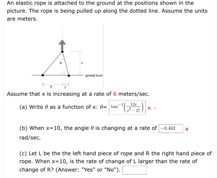 Solved An elastic rope is attached to the ground at the | Chegg.com
