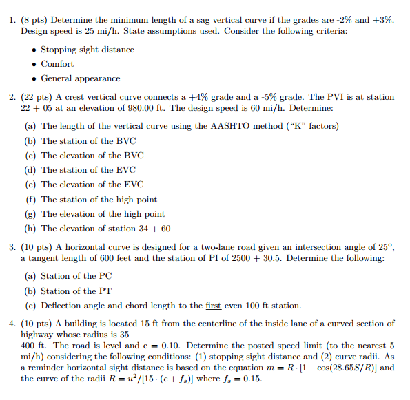 Solved Determine the minimum length of a sag vertical curve | Chegg.com