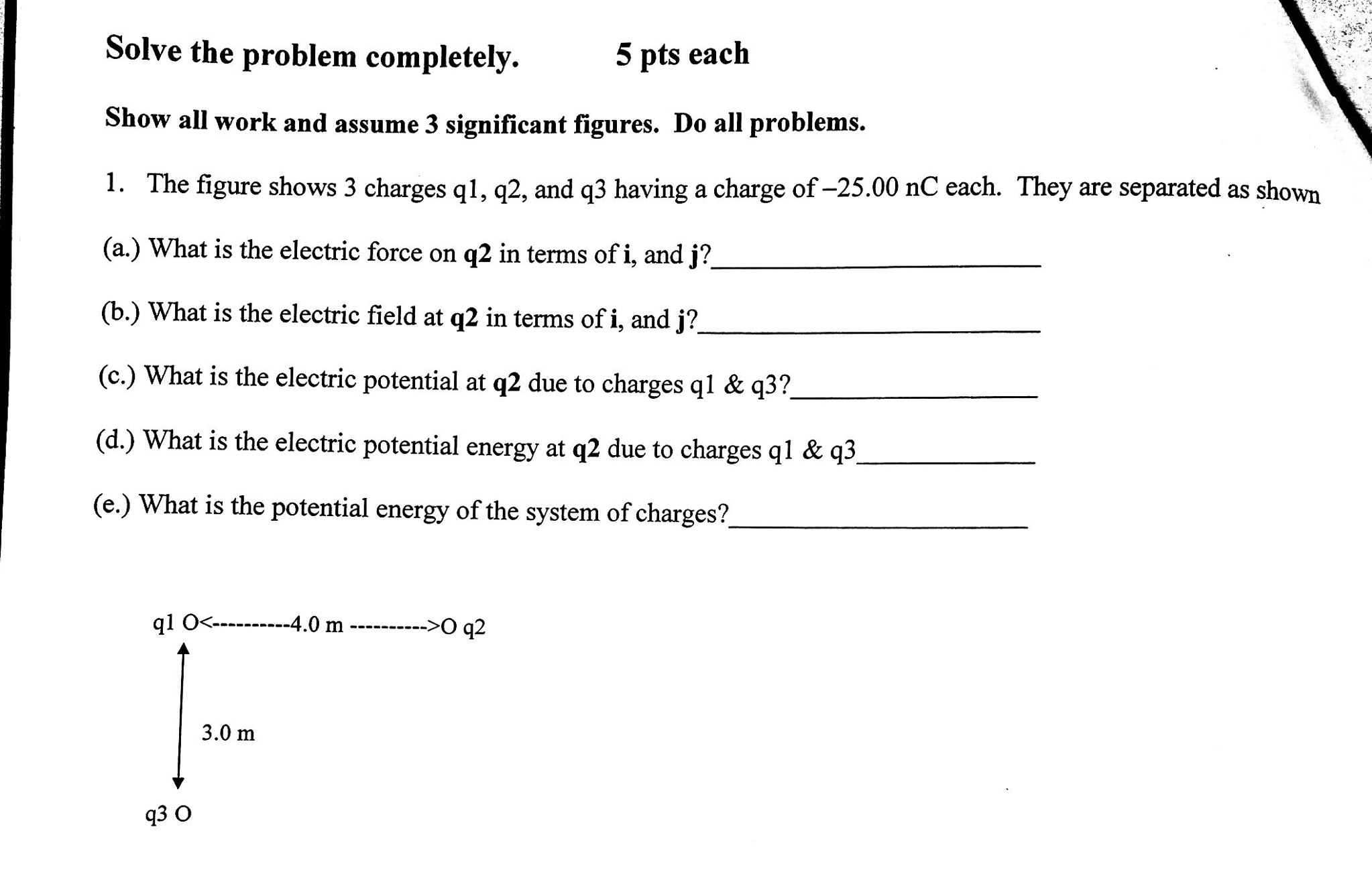 Solved The figure shows 3 charges q1, q2, and q3 having a | Chegg.com