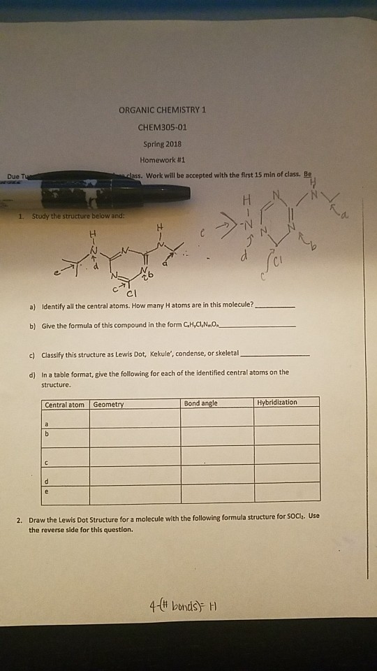 Solved ORGANIC CHEMISTRY 1 CHEM305-01 Spring 2018 Homework | Chegg.com