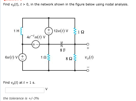 Solved Find vo(t), t > 0, in the network shown in the figure | Chegg.com