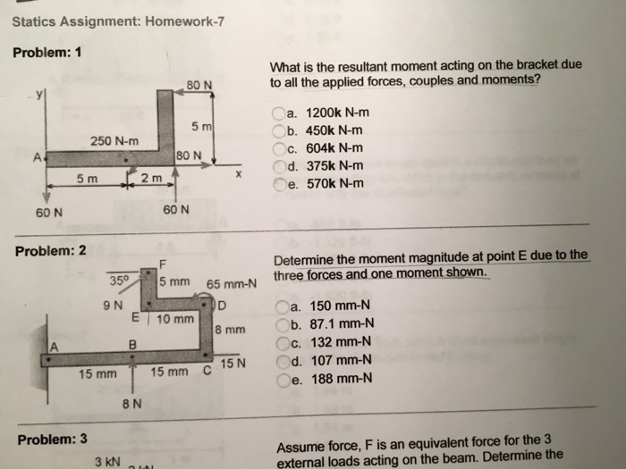 Solved 1. What is the resultant moment acting on the bracket | Chegg.com