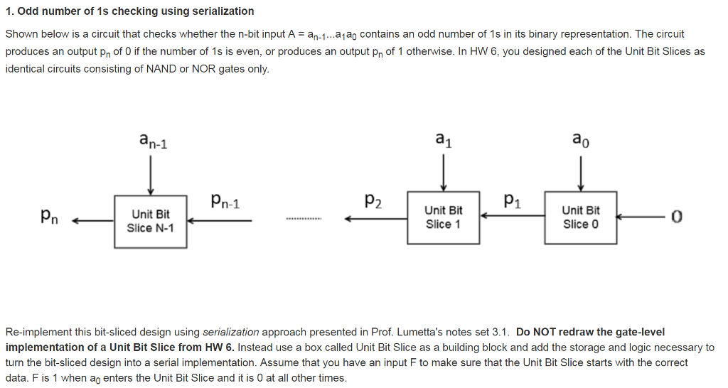 Solved 1. Odd number of 1s checking using serialization | Chegg.com