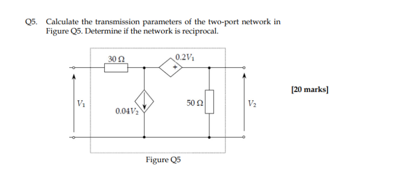 Solved Calculate the transmission parameters of the two-port | Chegg.com