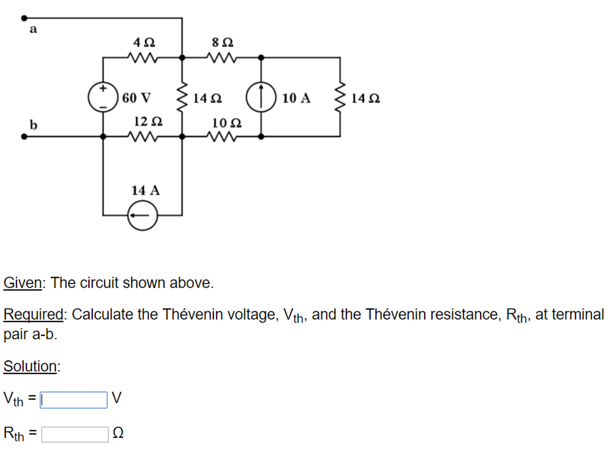 Solved The circuit shown above. Calculate the Thevenin | Chegg.com