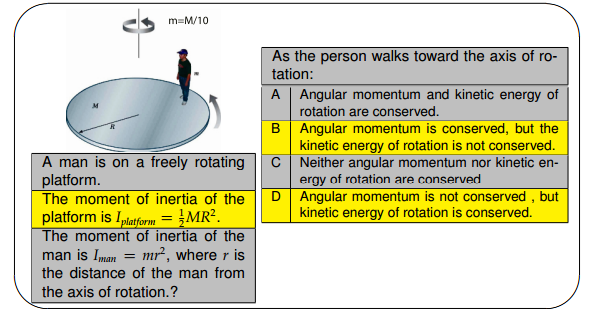 Solved A man is on a freely rotating platform. The moment | Chegg.com