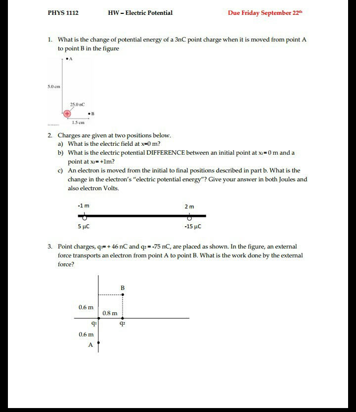 Solved PHYS 1112 HW- Electric Potential Due Friday September | Chegg.com
