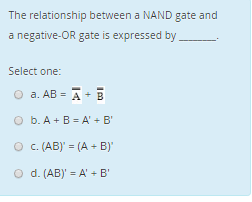 Solved The relationship between a NAND gate and a | Chegg.com