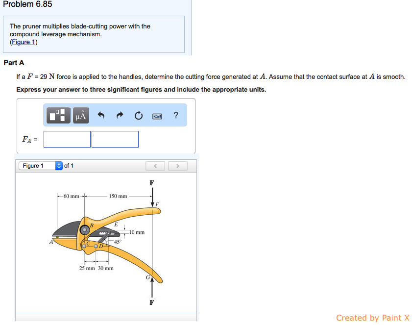 Solved If a F = 29 N force is applied to the handles, | Chegg.com