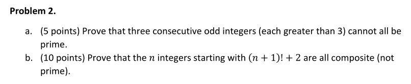 Solved a. Prove that three consecutive odd integers (each | Chegg.com