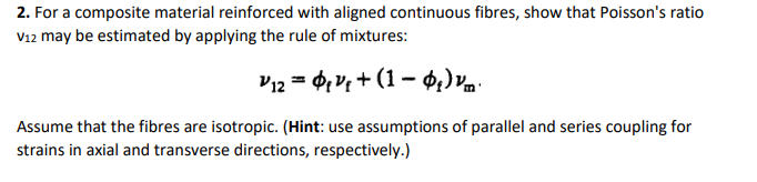 Solved 2. For a composite material reinforced with aligned | Chegg.com