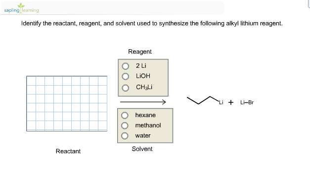 Solved pling Identify the reactant, reagent, and solvent | Chegg.com