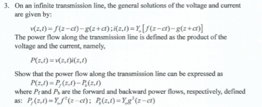3. On an infinite transmission line, the general | Chegg.com