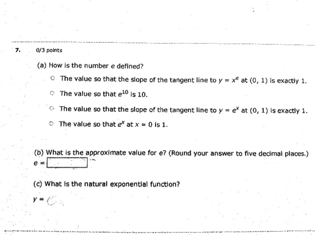 Solved How is the number e defined? The value so that the | Chegg.com