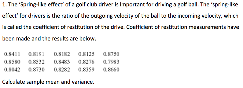 Solved 1. The 'Spring-like effect' of a golf club driver is | Chegg.com