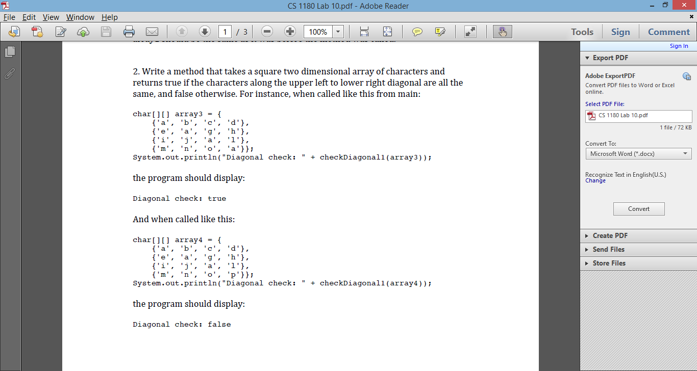Solved CS 1180 Lab 10.pdf - Adobe Reader File Edit | Chegg.com