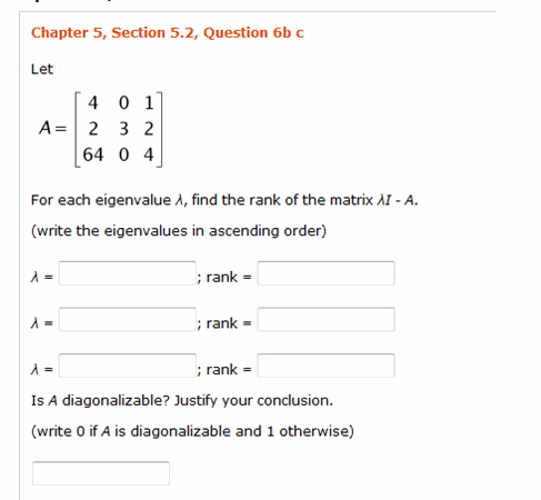 Solved Let For each eigenvalue , find the rank of the | Chegg.com