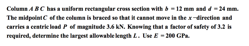 Solved Column ABC has a uniform rectangular cross section | Chegg.com