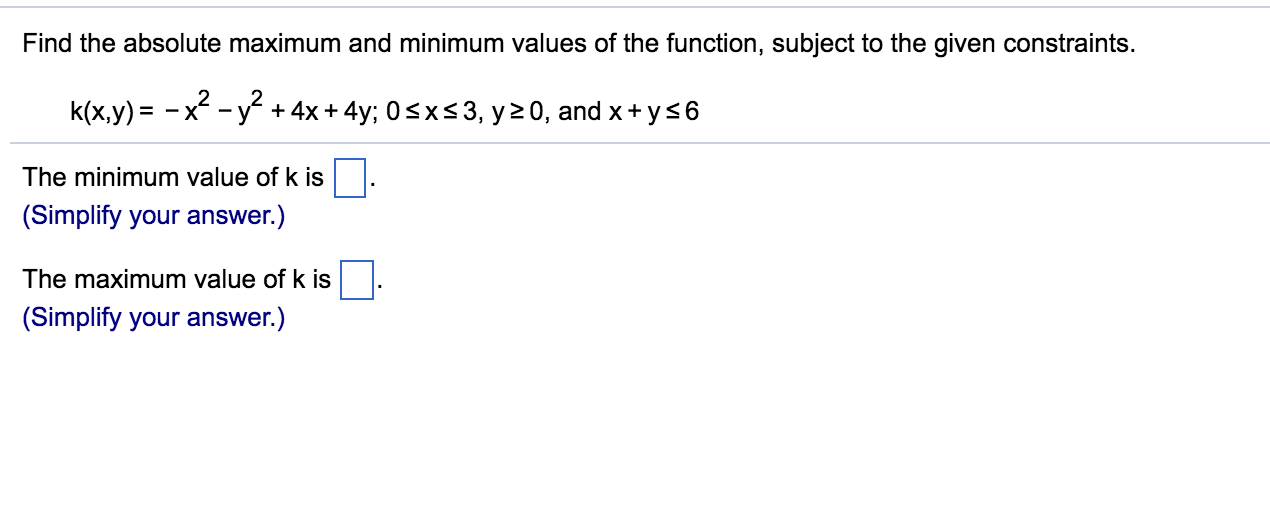 Solved Find The Absolute Maximum And Minimum Values Of The