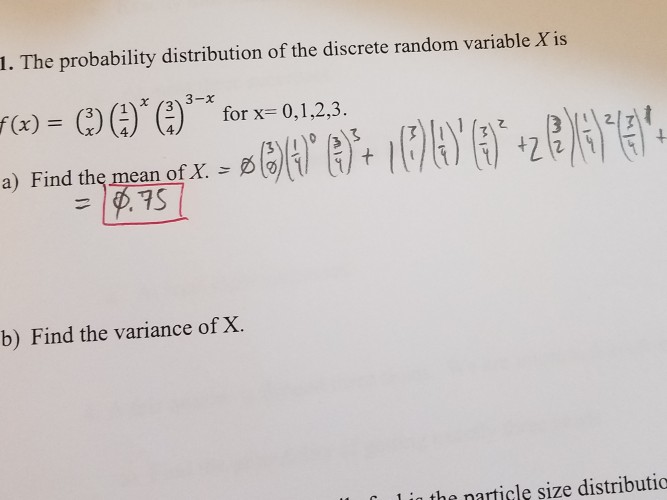 Solved 1. The probability distribution of the discrete | Chegg.com