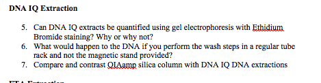 Solved DNA IQ Extraction 5. 6. 7. Can DNA IQ extracts be | Chegg.com
